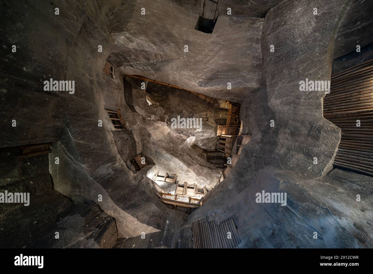 Wieliczka, Poland, March 23, 2024 - Worn out rock ceiling of the ...