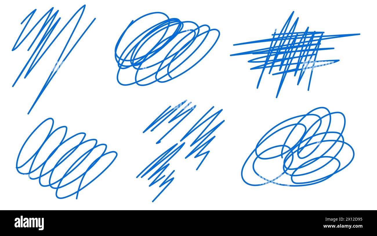 Abstract doodle vector illustration with blue scribbles and lines on a ...