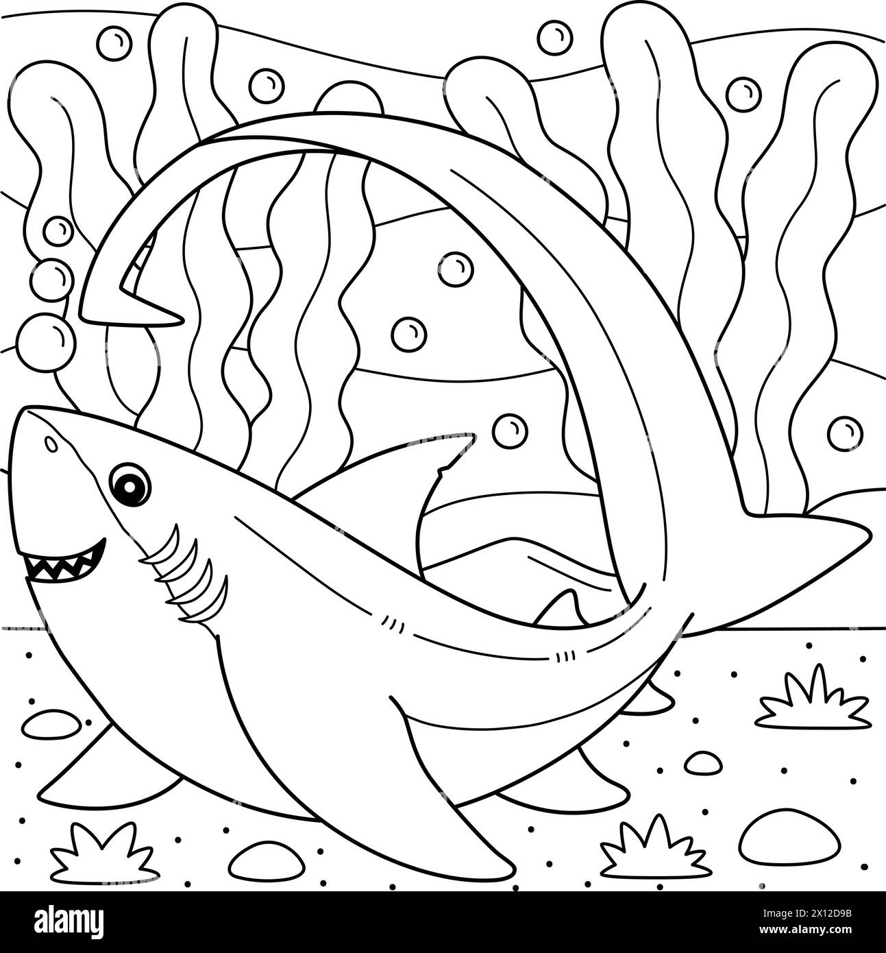 Thresher Shark Coloring Page for Kids Stock Vector Image & Art - Alamy