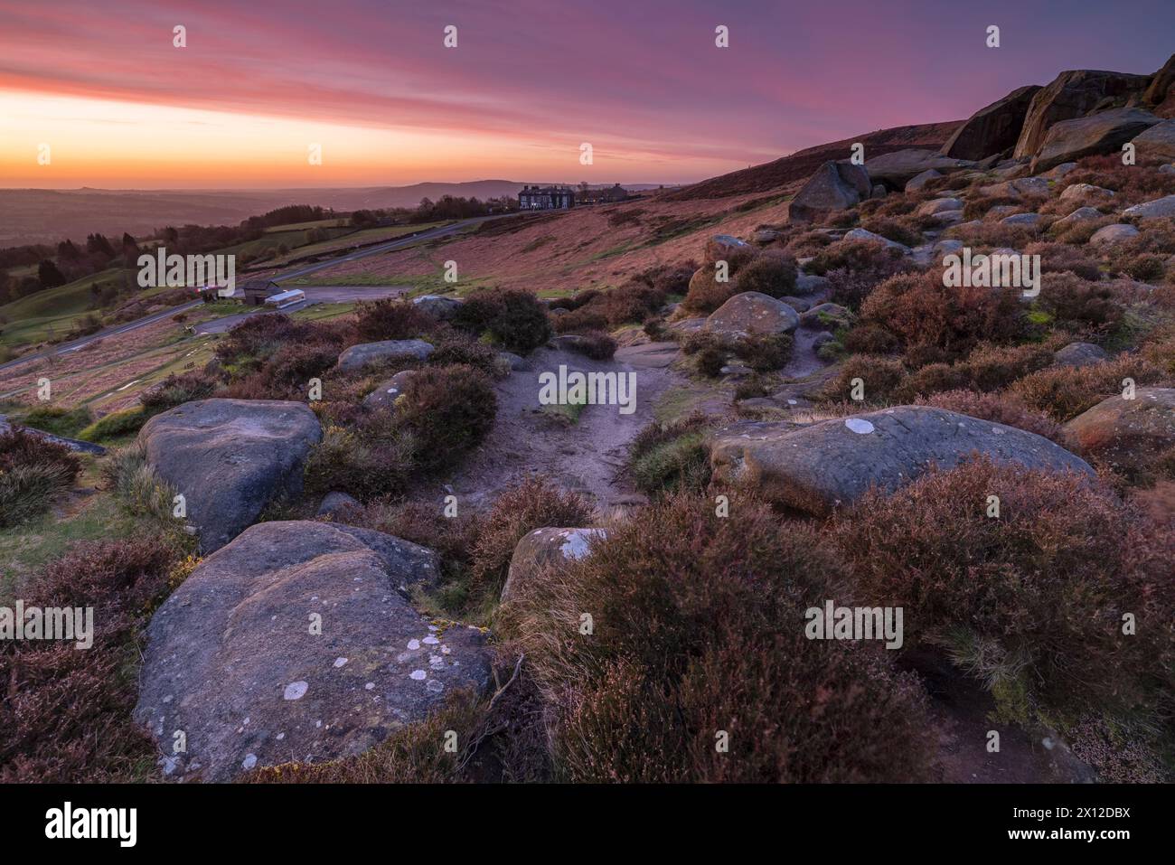 Dawn amongst the boulders at the Cow and Calf rocks, a popular location ...