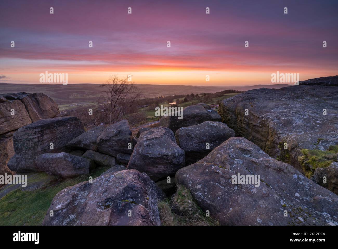 Dawn amongst the boulders at the Cow and Calf rocks, a popular location ...