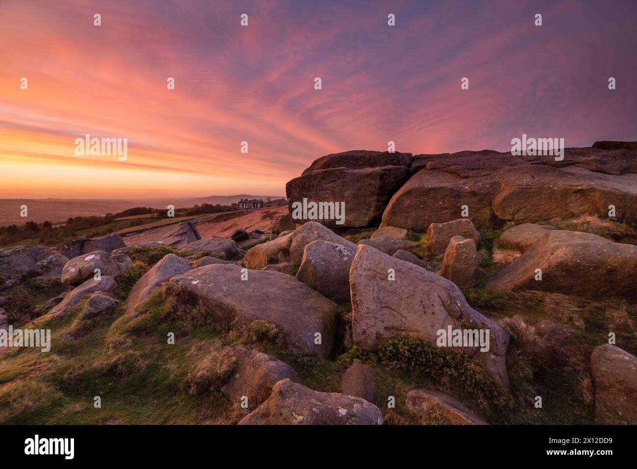 Dawn amongst the boulders at the Cow and Calf rocks, a popular location ...