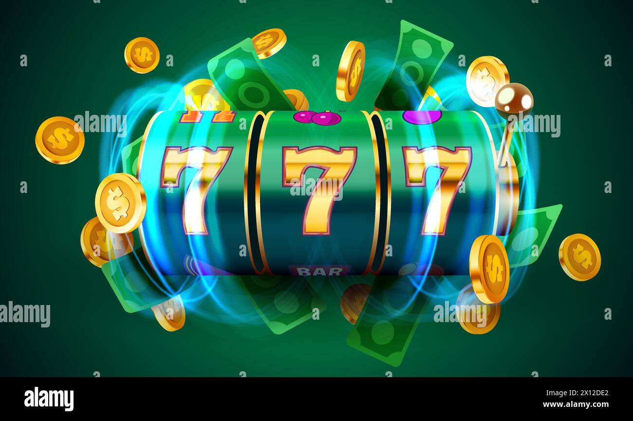 Golden slot machine wins the jackpot. 777 Big win concept. Casino ...