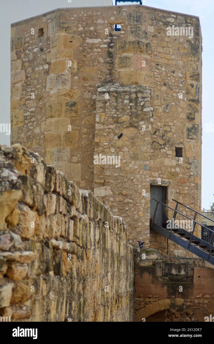 Image of a stone tower in Tarragona, ancient Roman Tarraco, with an ...
