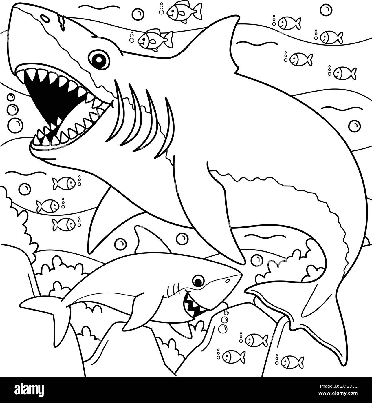 Megalodon Shark Coloring Page for Kids Stock Vector Image & Art - Alamy