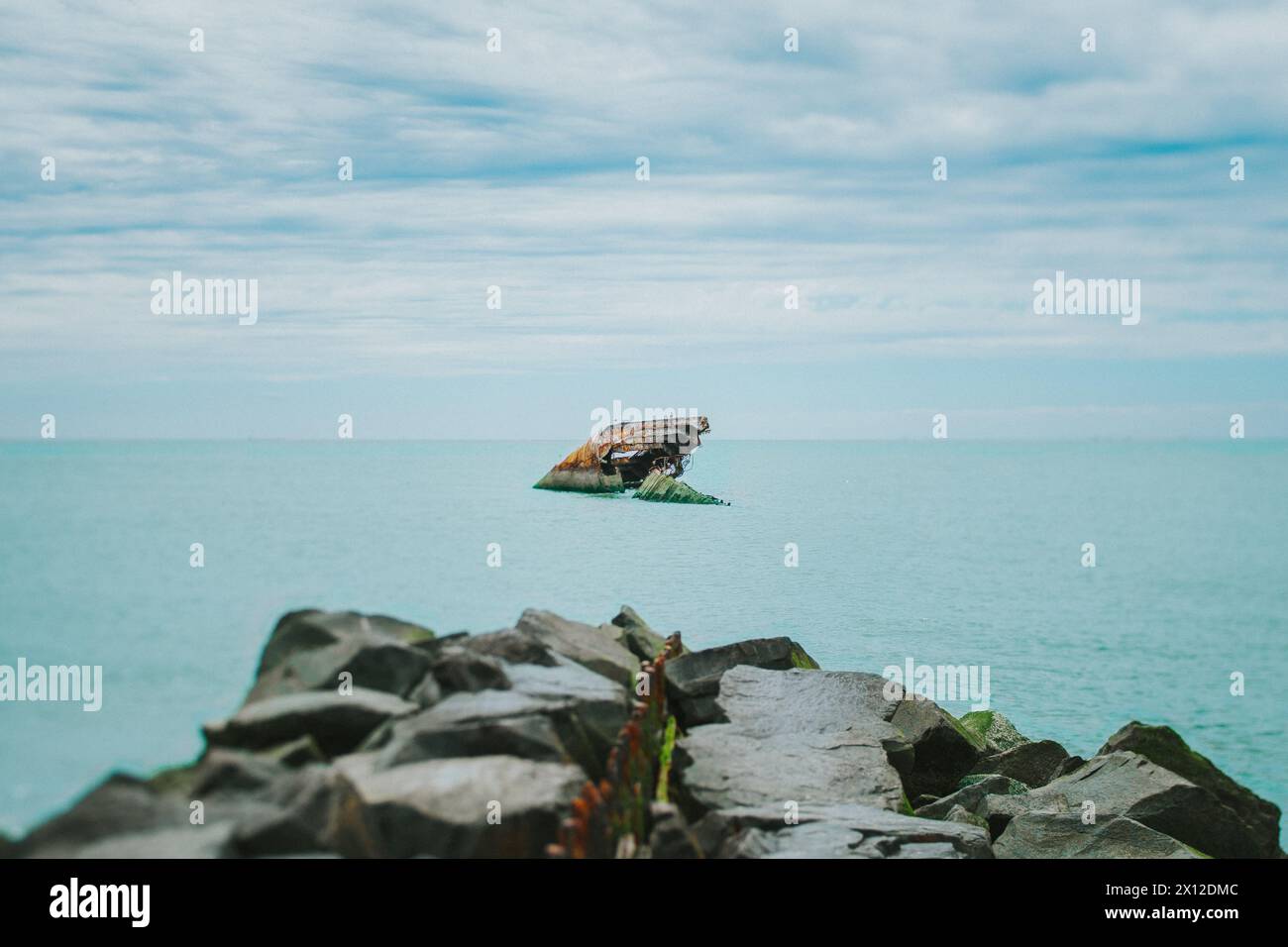 SS Atlantus Shipwreck at Sunset Beach in Cape May Stock Photo - Alamy