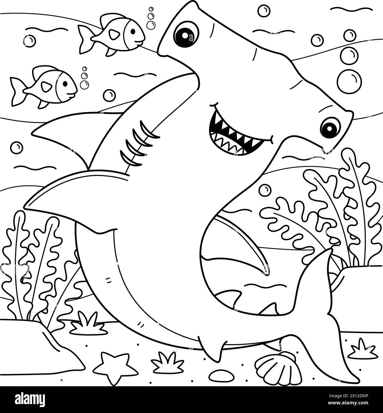 Hammerhead Shark Coloring Page for Kids Stock Vector Image & Art - Alamy