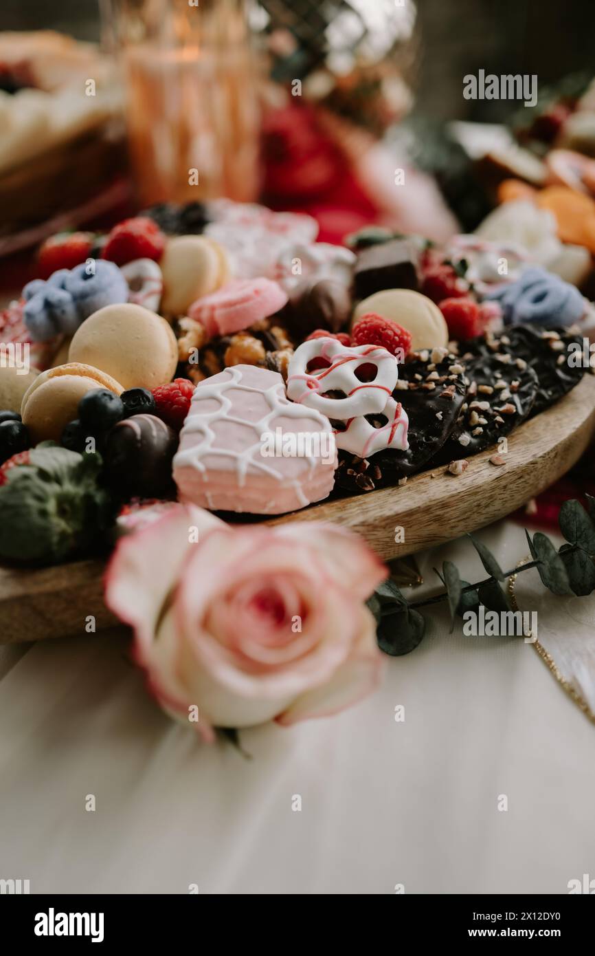 Love Themed Charcuterie Grazing Board Stock Photo - Alamy