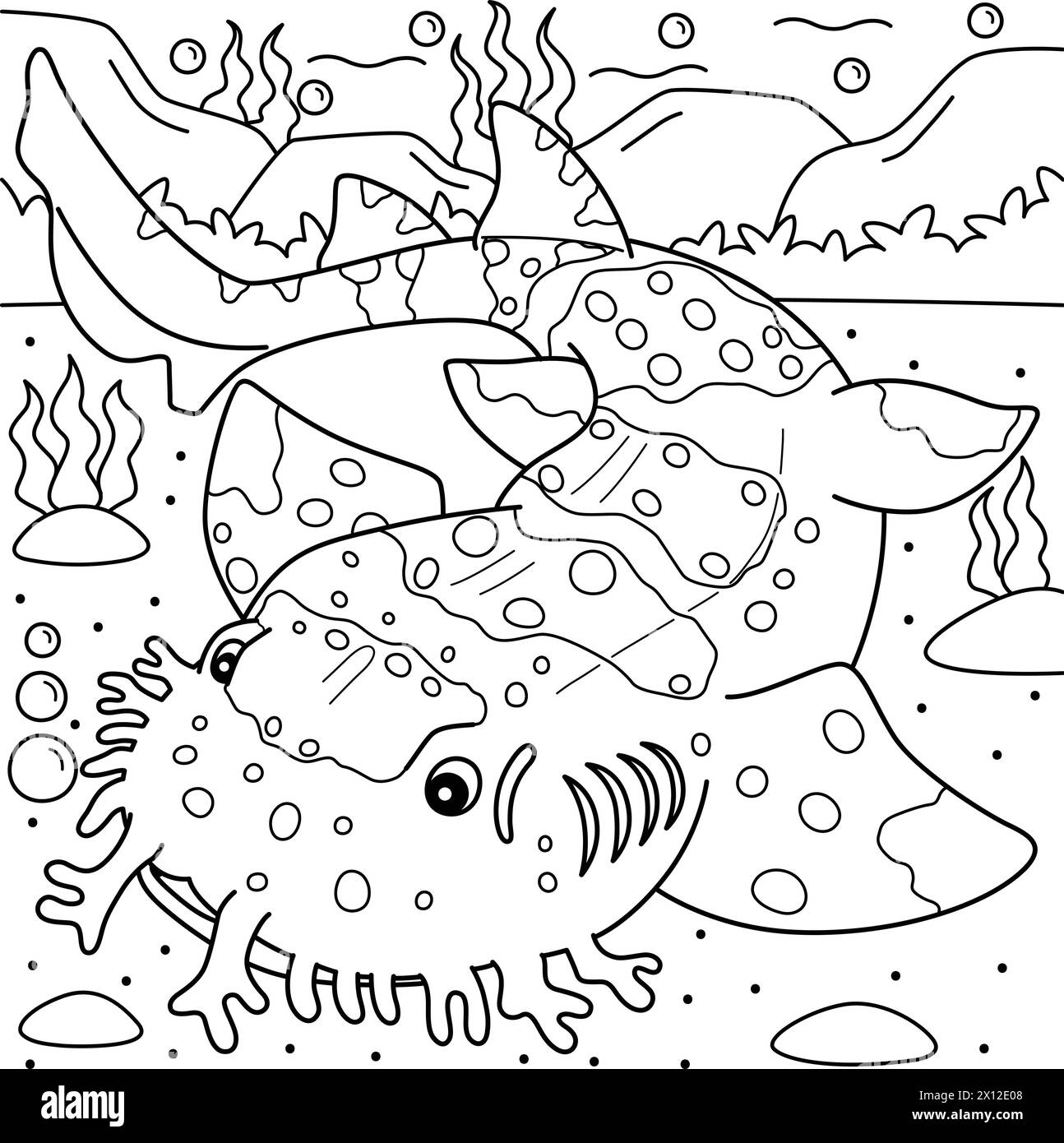 Wobbegong Shark Coloring Page for Kids Stock Vector Image & Art - Alamy