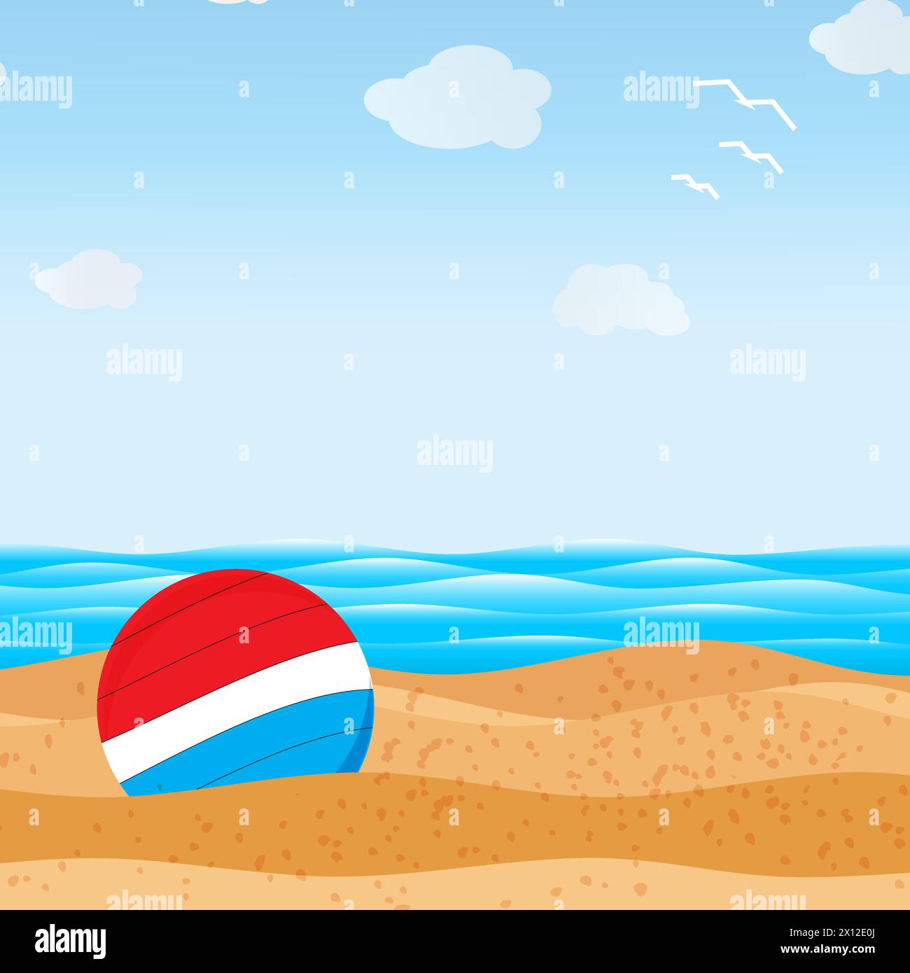 Summer sport activity. Ball on the sand. Voleyball ball laying on the ...