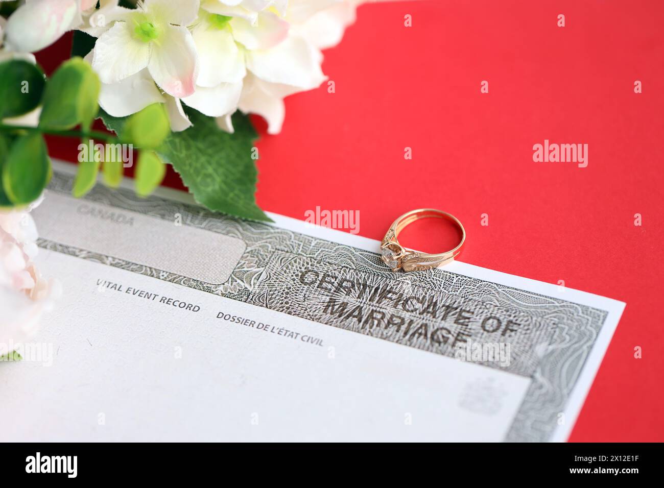 Canadian Certificate of registration of marriage blank document and ...