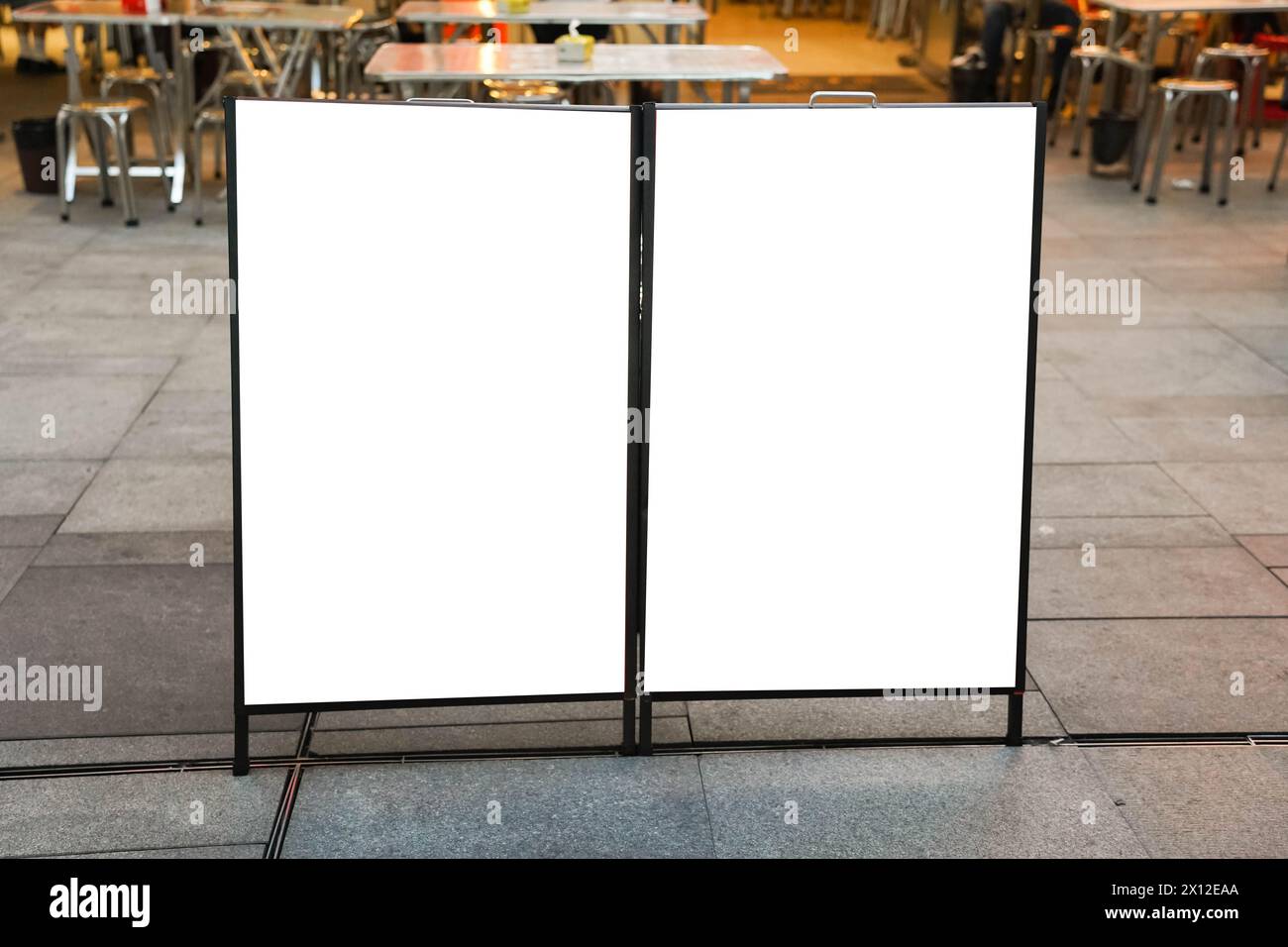 Blank white outdoor advertising stand or sandwich board mock up ...
