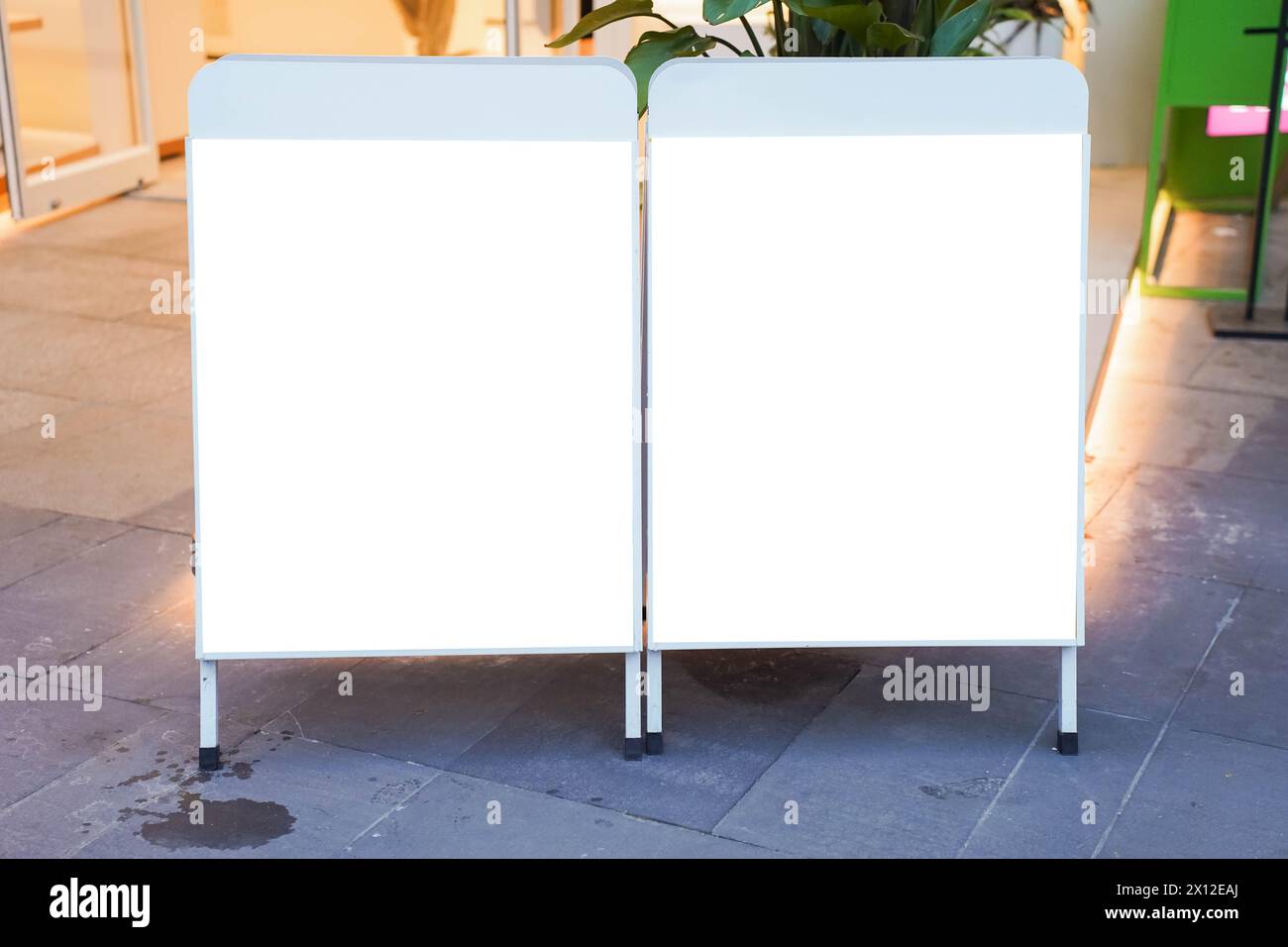 Blank white outdoor advertising stand or sandwich board mock up ...