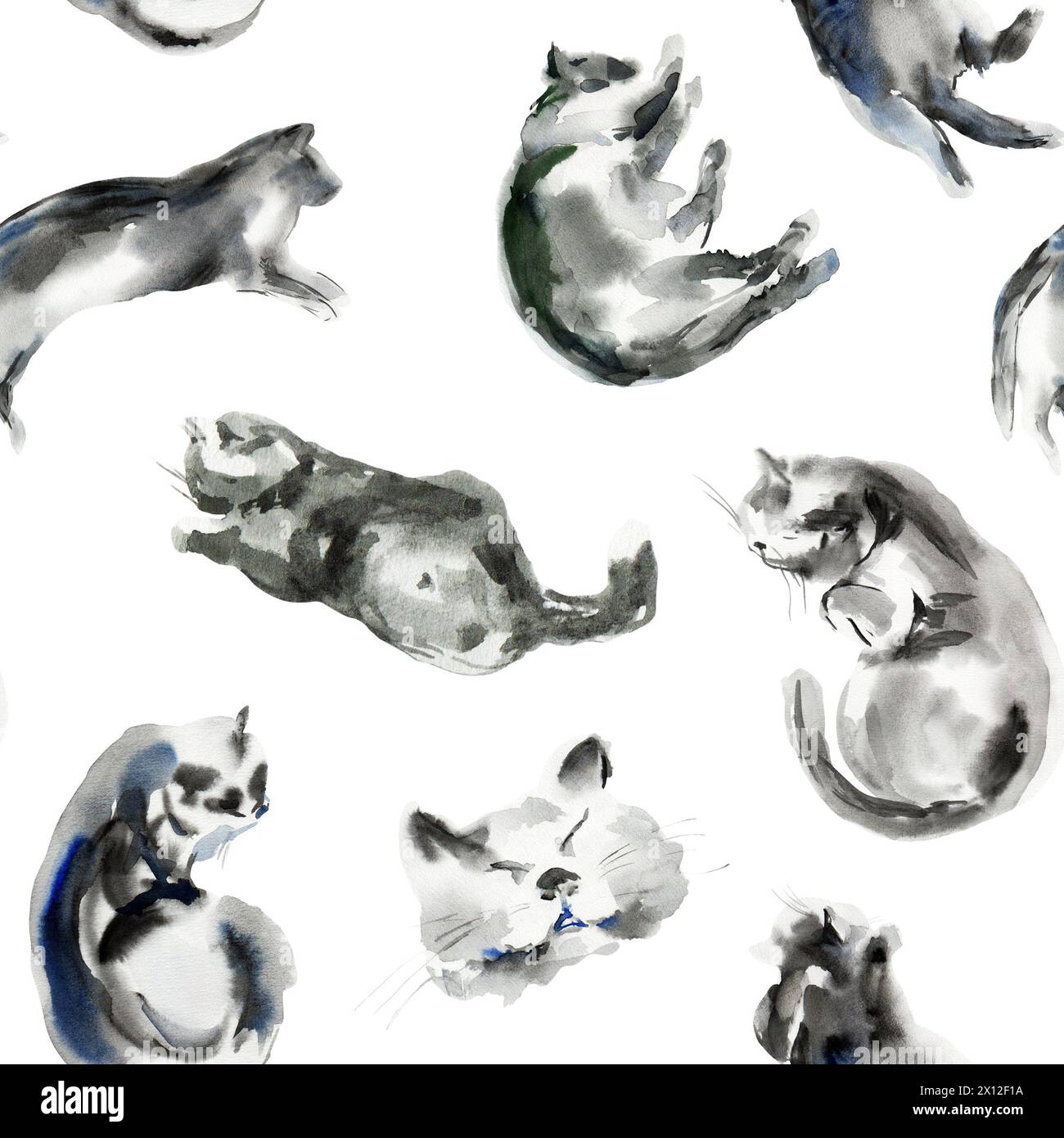 Pattern of cat sketch, animal print stains, beautiful shapes, pastel ...
