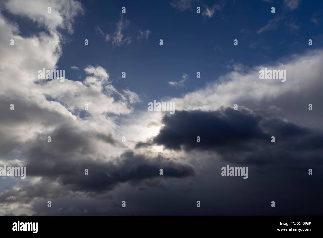 blue sky in February with clouds before snowfall, blue sky and clouds ...