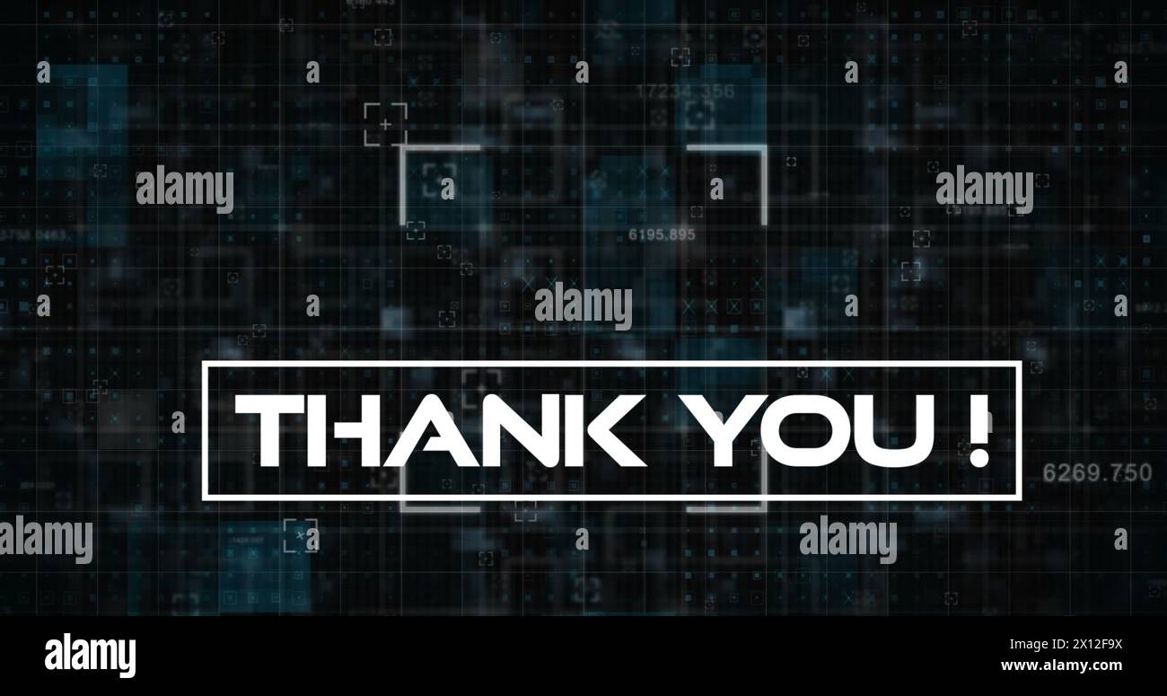 Image of thank you over data processing on black background Stock Photo ...