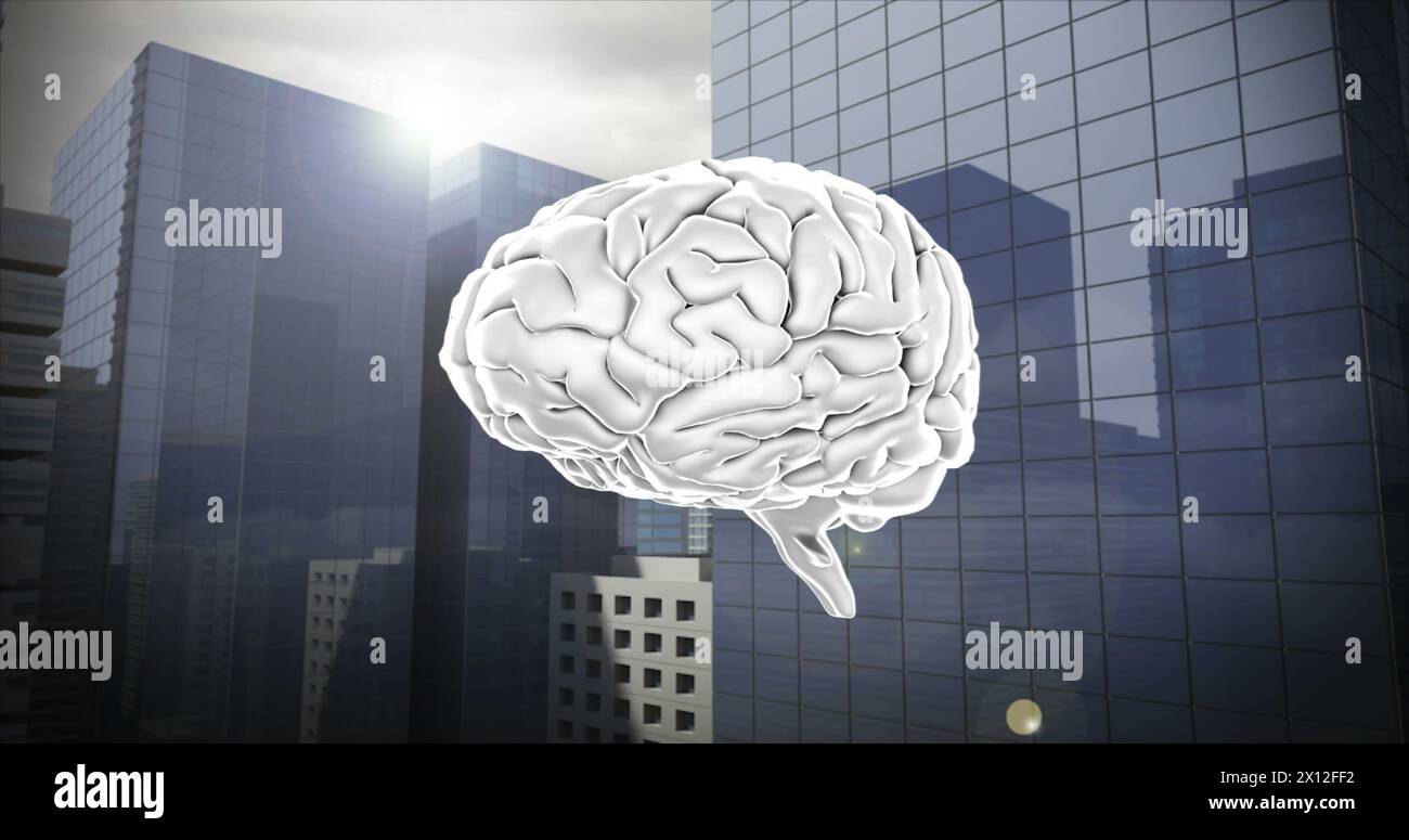 Animation digital brain over white hi-res stock photography and images ...