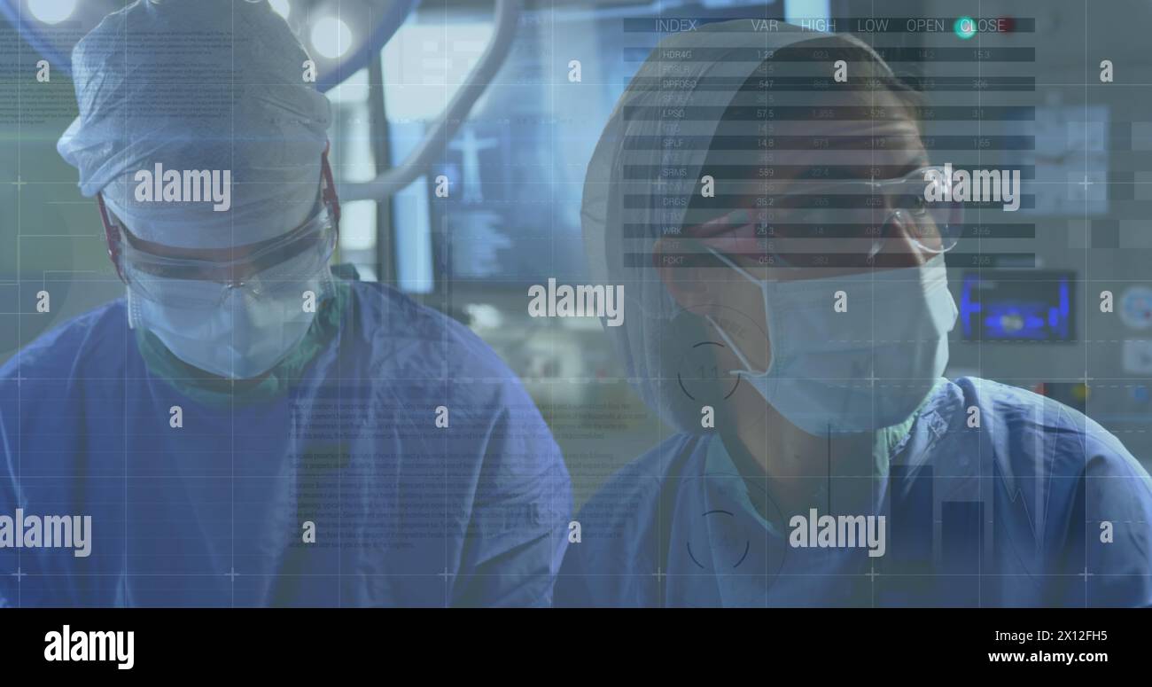 Image of data processing over diverse female surgeons during surgery ...