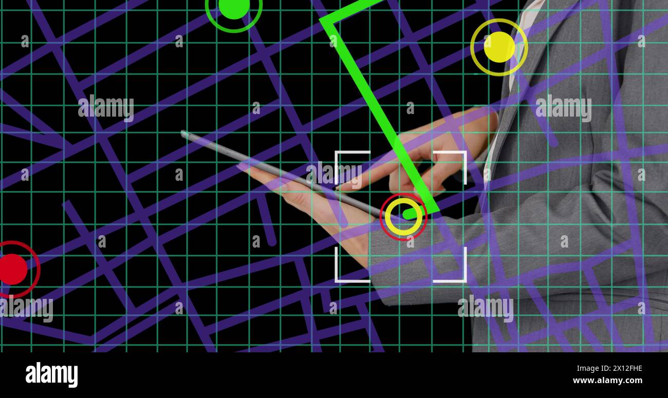 Scope over navigation map line scheme against mid section of ...