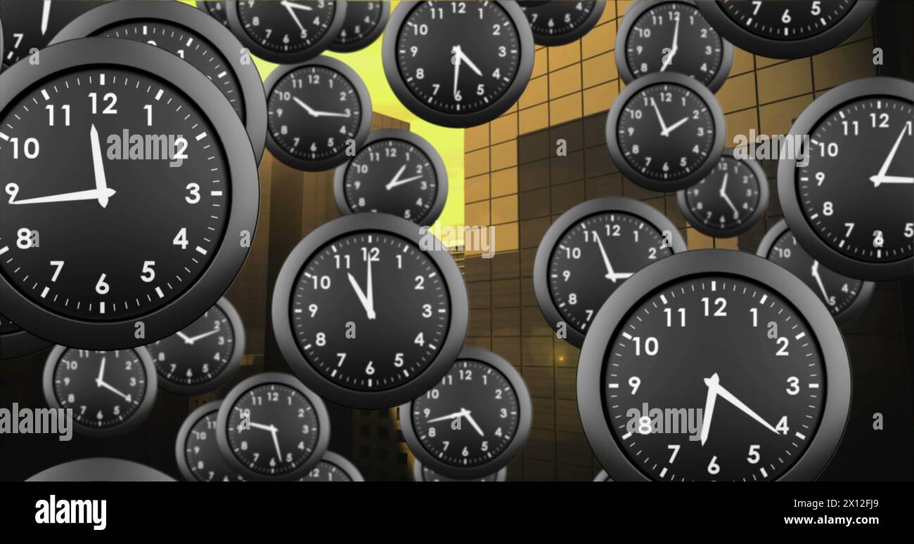 Animation moving clock over digital hi-res stock photography and images ...