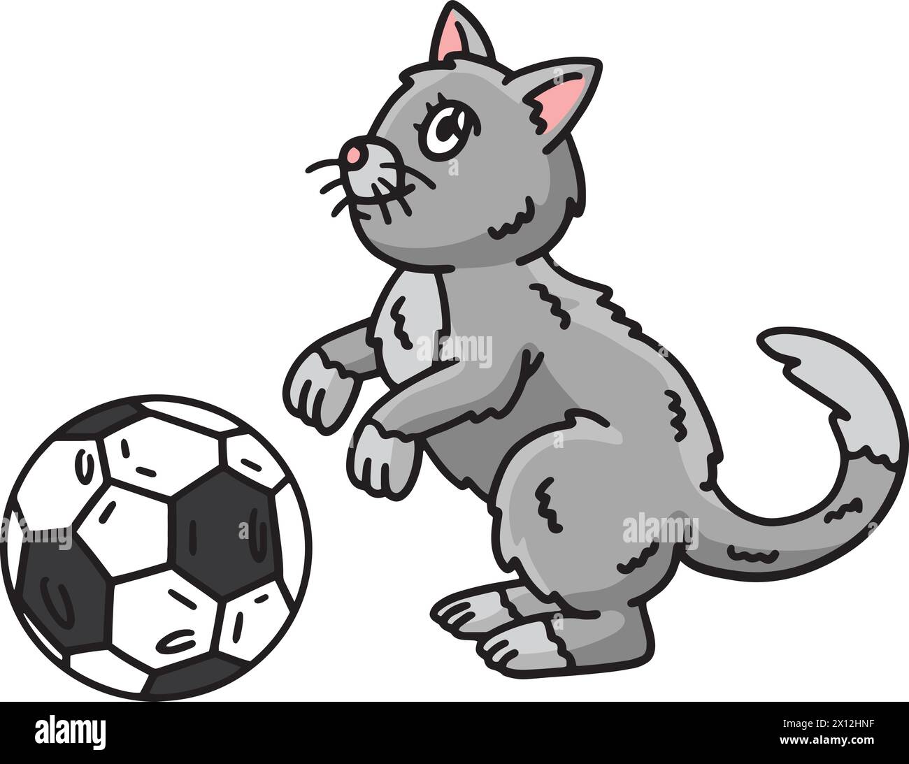 Cat Playing Soccer Cartoon Colored Clipart Stock Vector Image & Art - Alamy