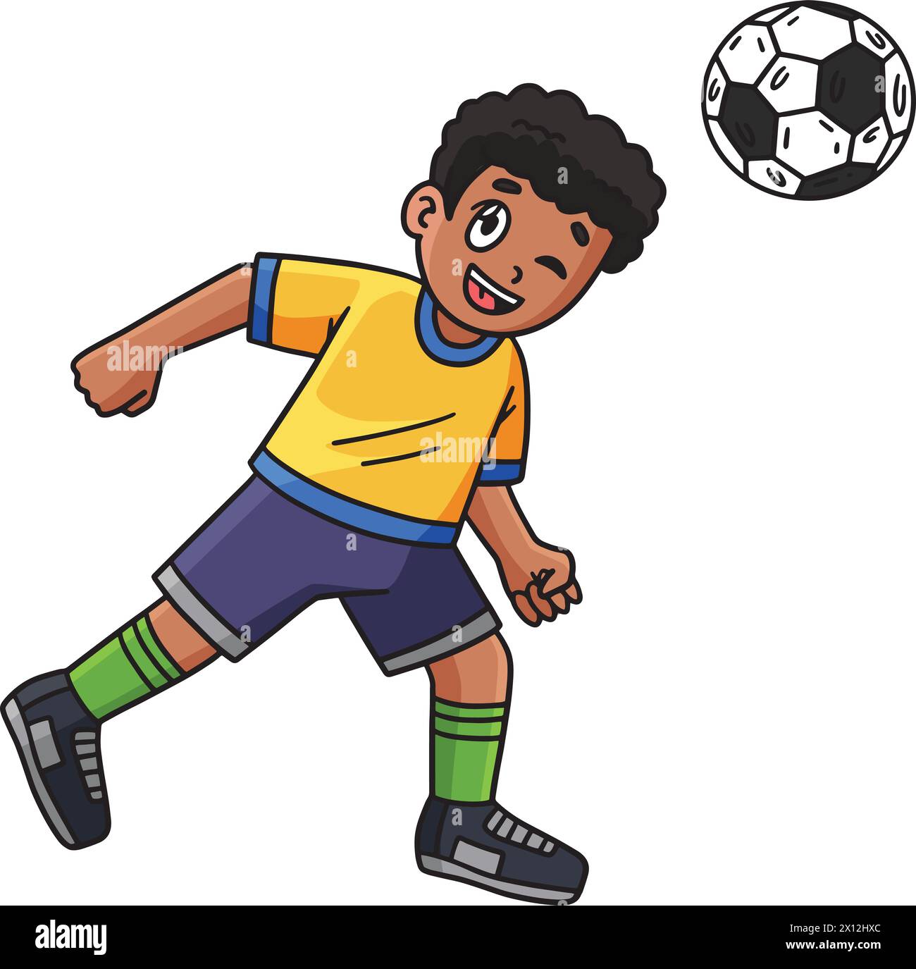 Boy Hitting Soccer Ball with Head Cartoon Clipart Stock Vector Image ...