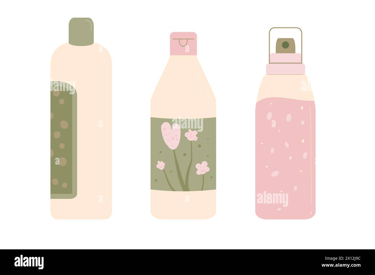 Body lotions set. Skincare cosmetics bottles isolated on white ...