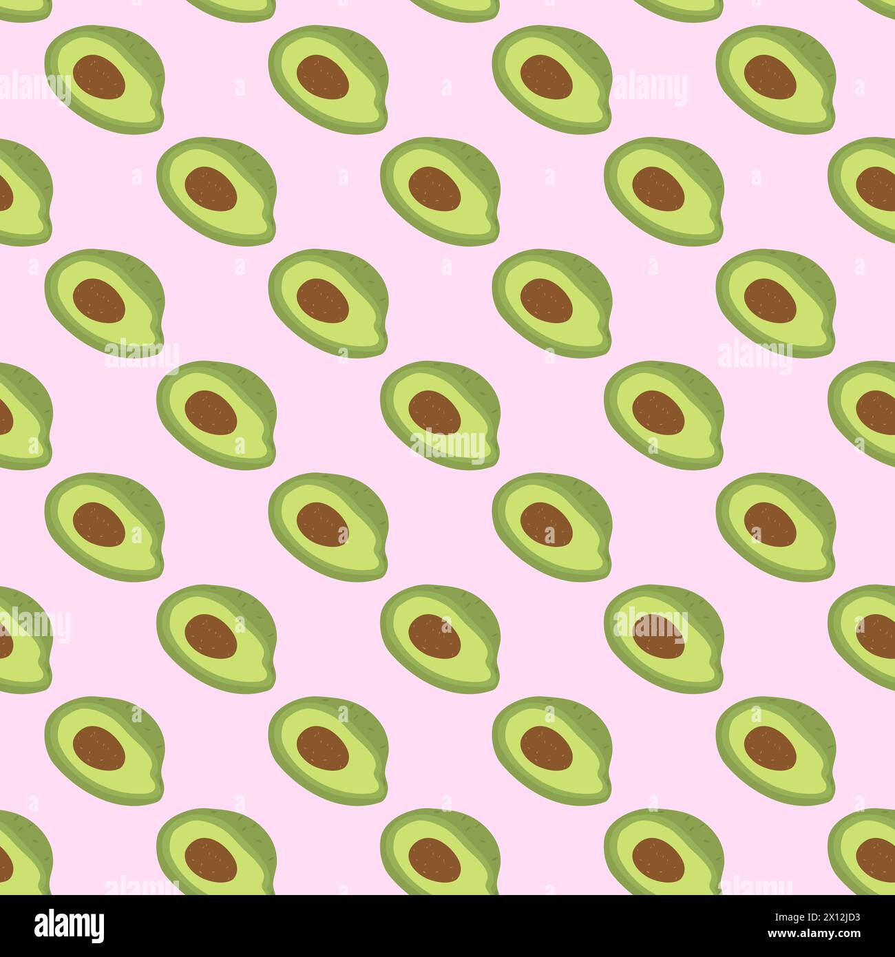 Avocado seamless pattern. Tropical fresh fruit endless background. Half ...