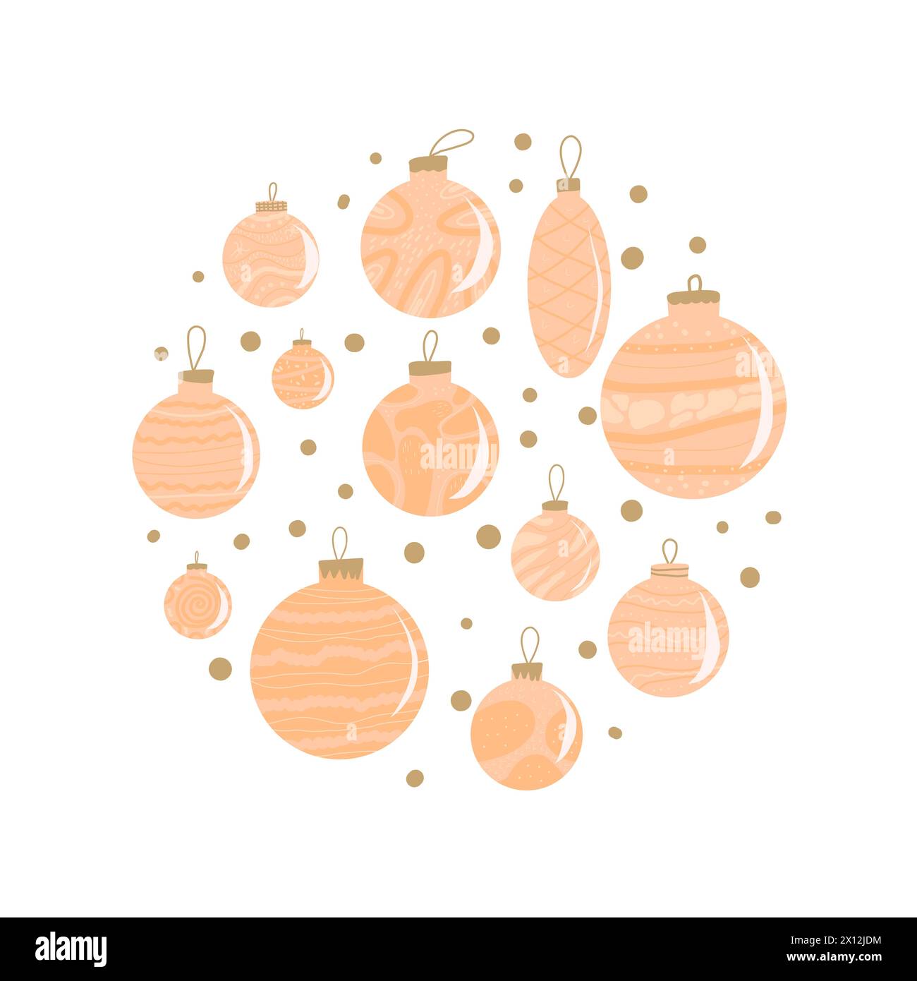Christmas ornaments glass balls circle composition. Merry Christmas ...