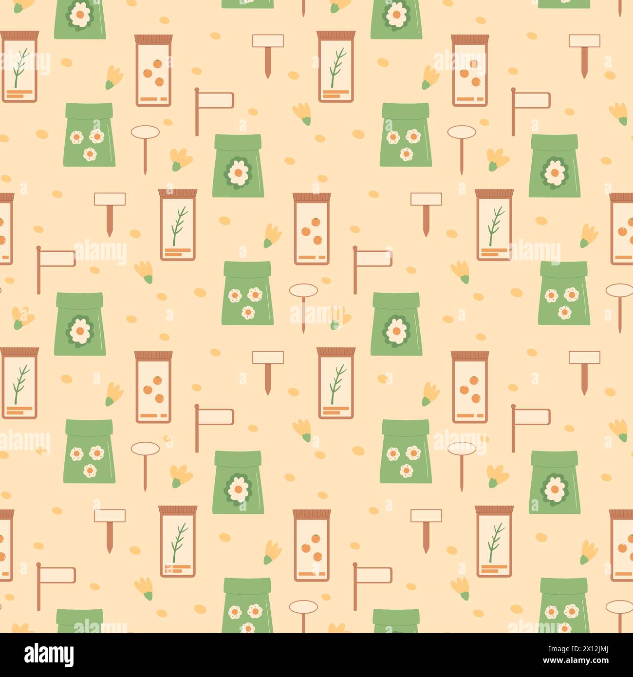 Gardening seeds plant seamless pattern. Spring horticulture items ...