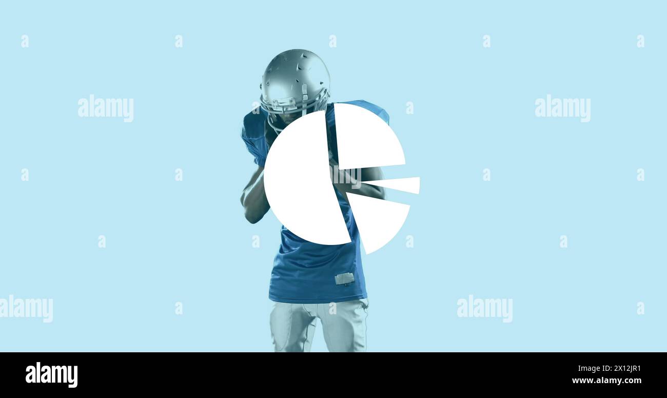 Image of shapes over african american male american football player on ...