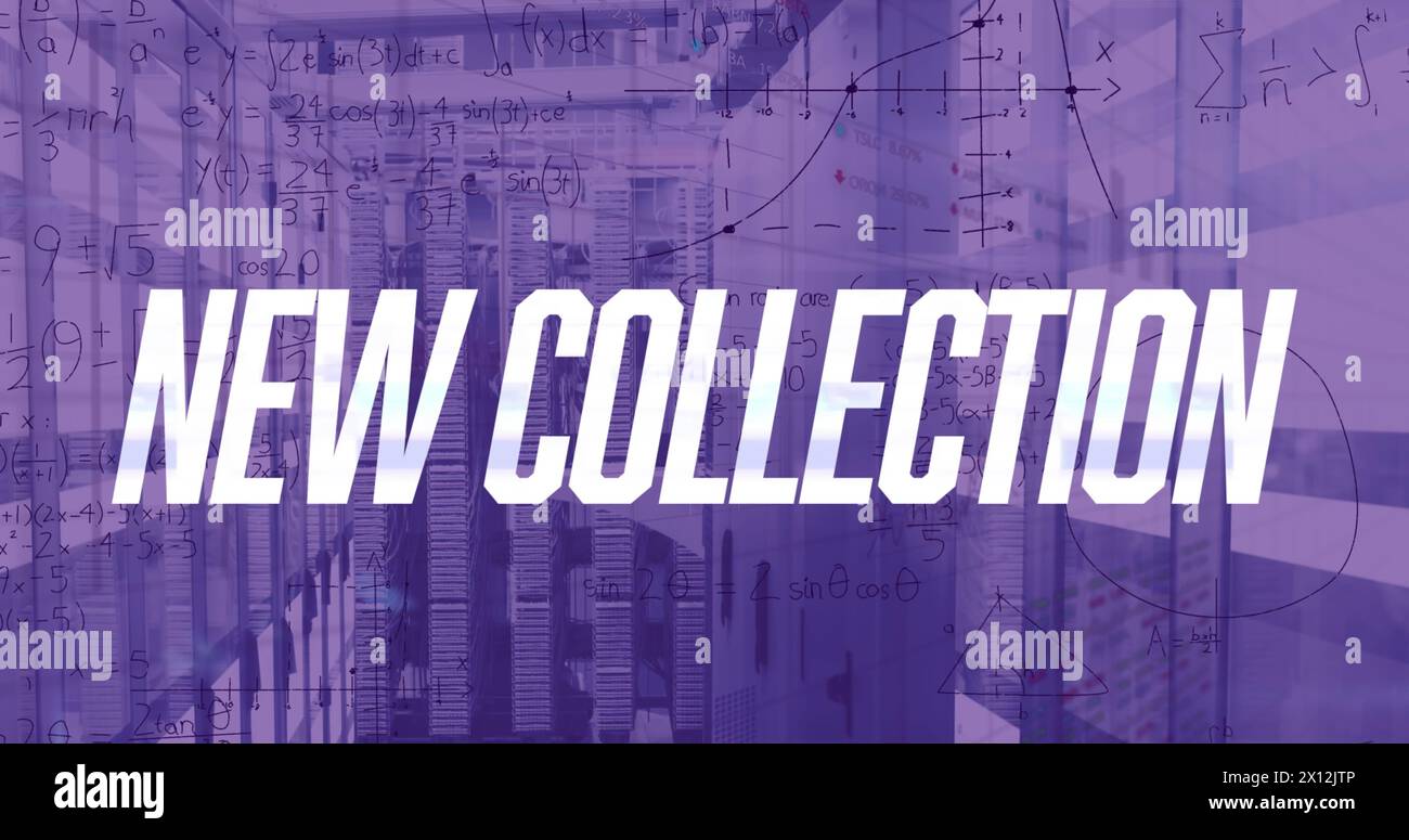 Image Of New Collection Text With Mathematical Equations And Data Processing Over Server Room