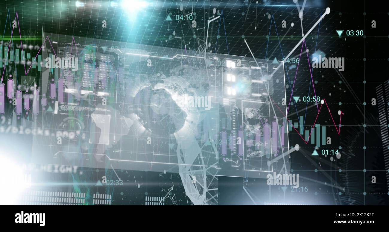 Image Of Globe Graphs Loading Bars And Database With Connected Dots
