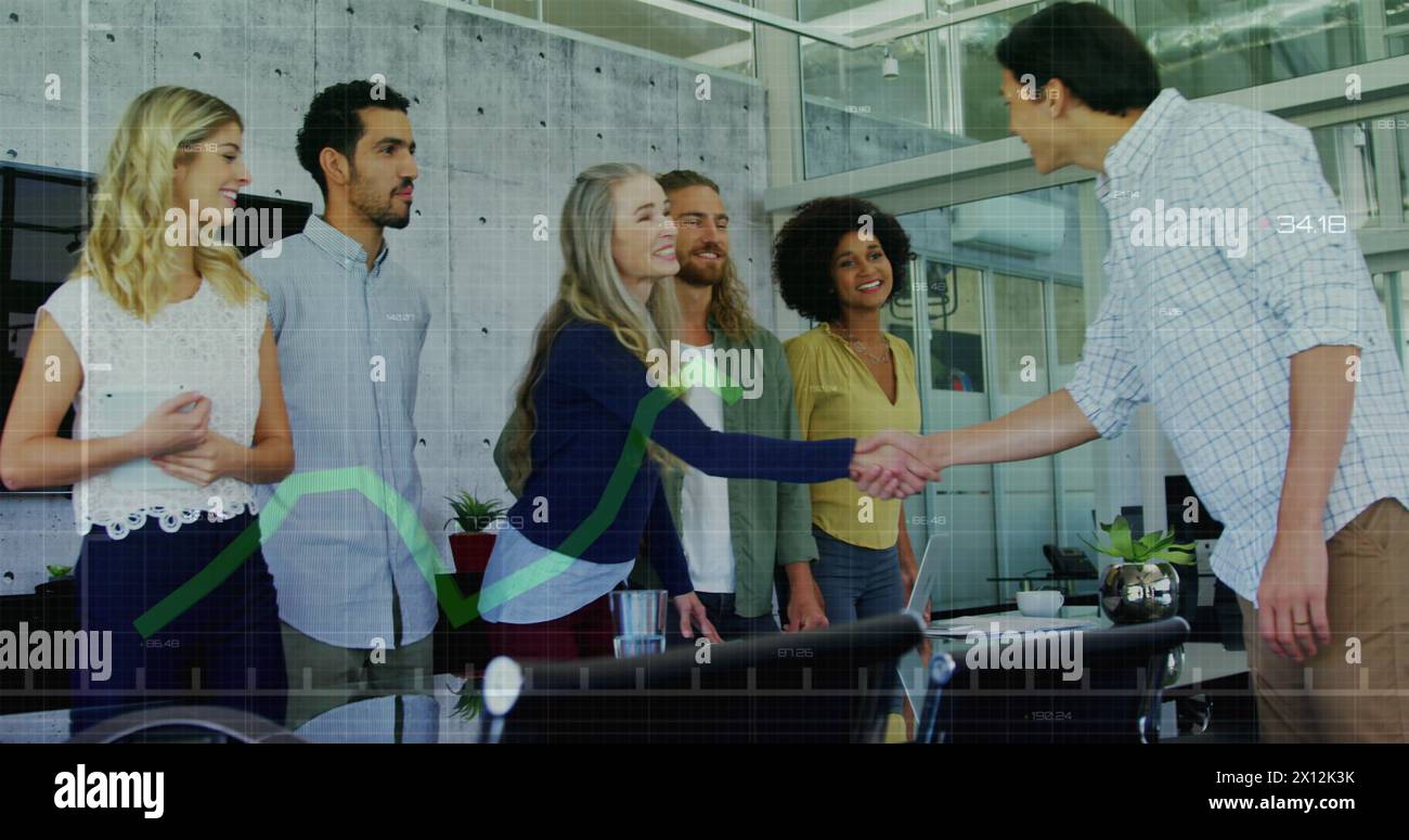 The executives are greeting their colleagues in the office Stock Photo ...