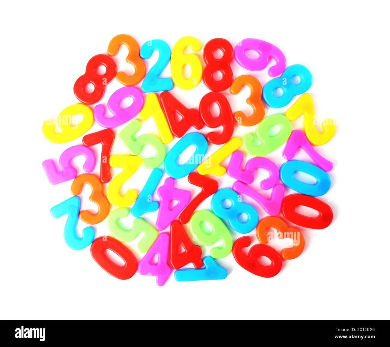 Colorful numbers on white background, top view Stock Photo - Alamy