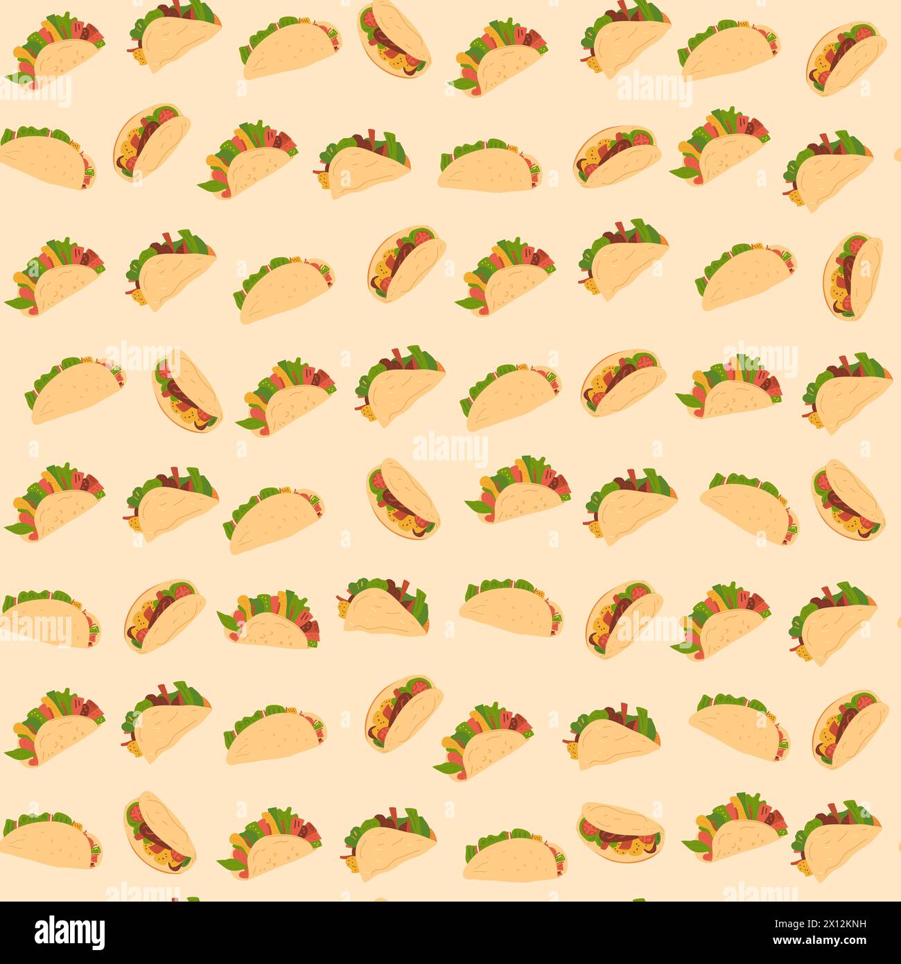 Tacos seamless pattern. Mexican fast food repeat background. Vector ...
