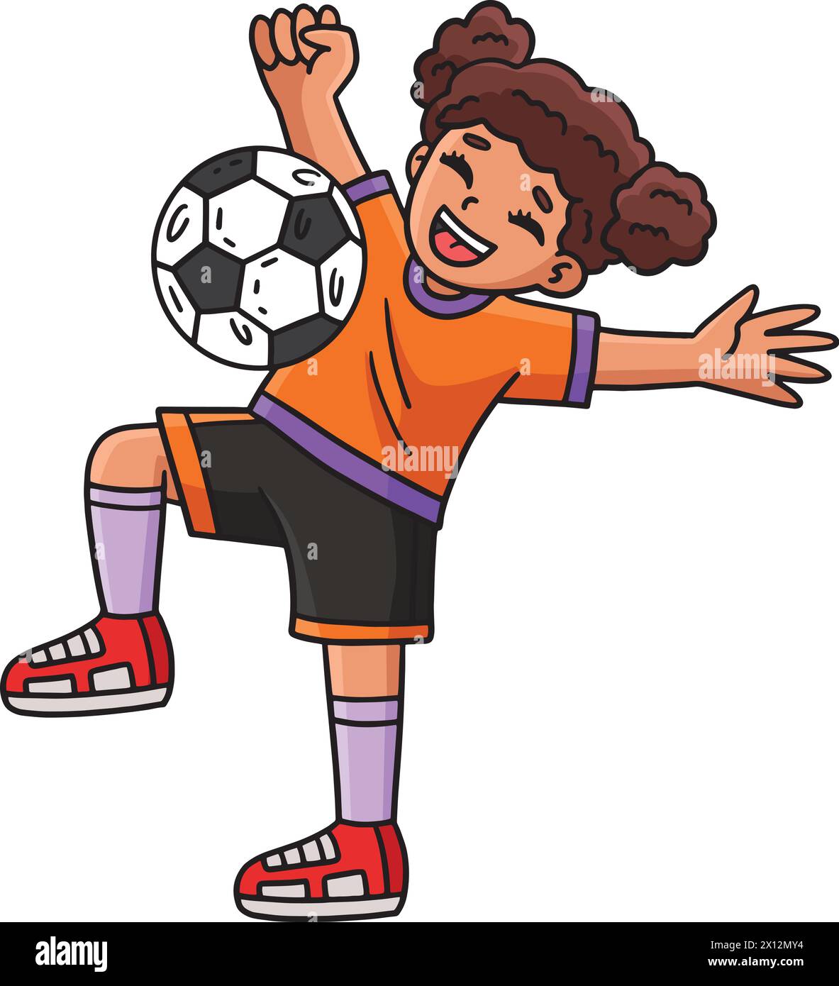 Girl Bouncing a Soccer Ball Off Chest Clipart Stock Vector Image & Art ...
