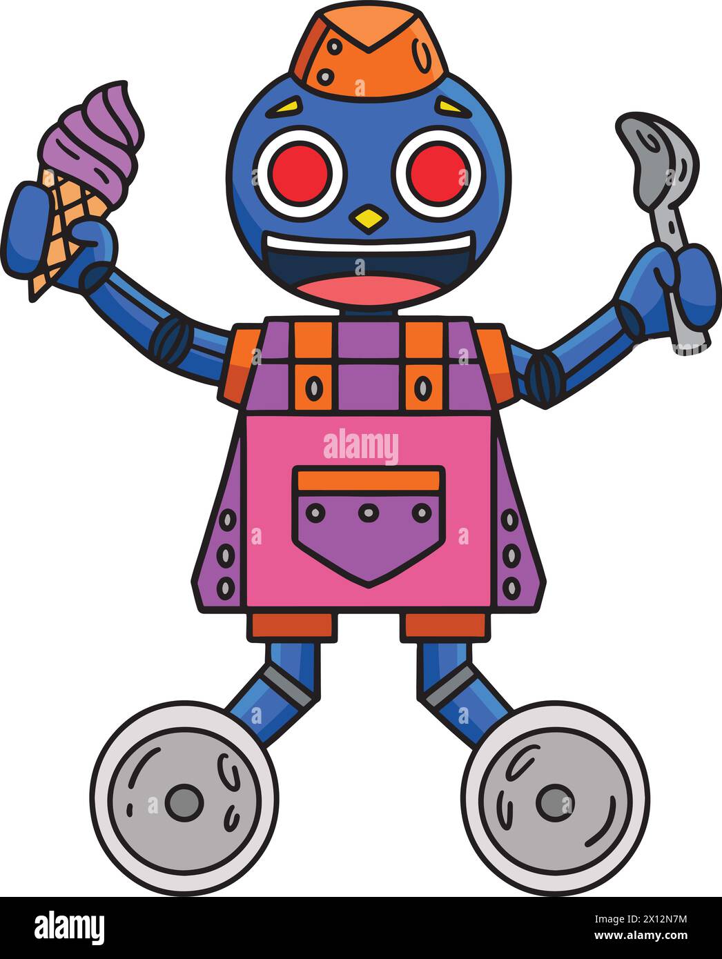 Robot Ice Cream Vendor Cartoon Colored Clipart I Stock Vector Image ...