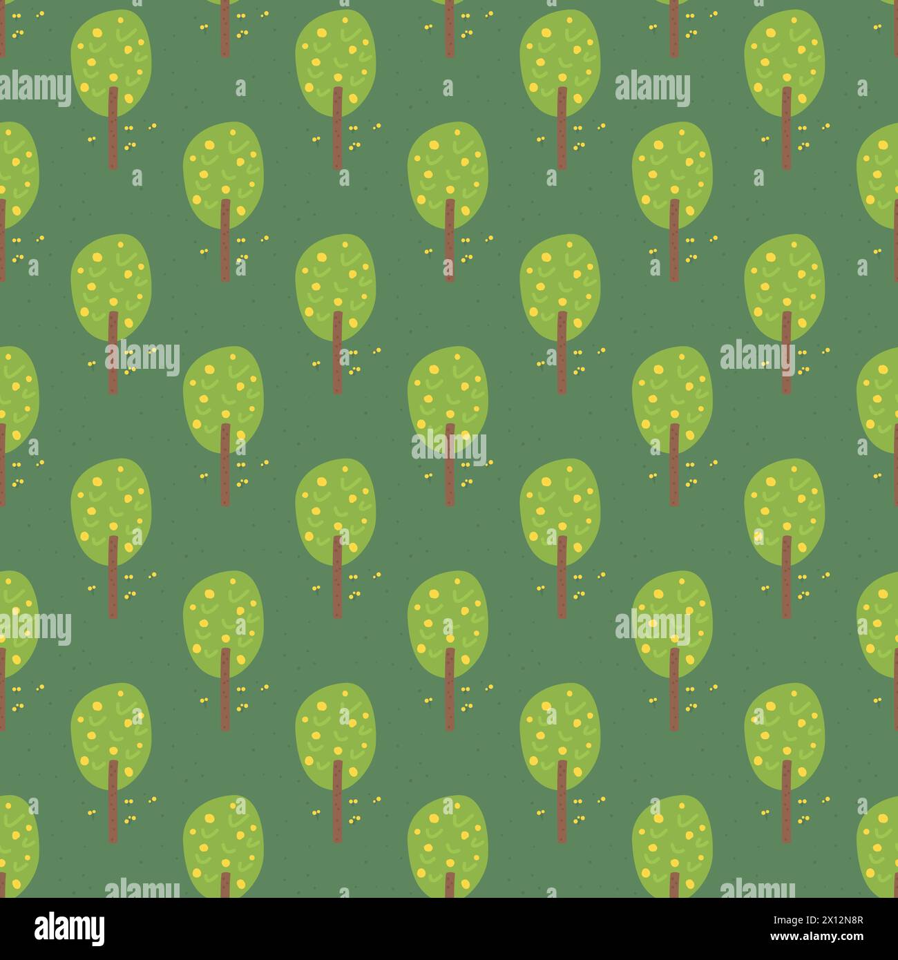 Garden trees landscape seamless pattern. Ripe fruit forest endless ...