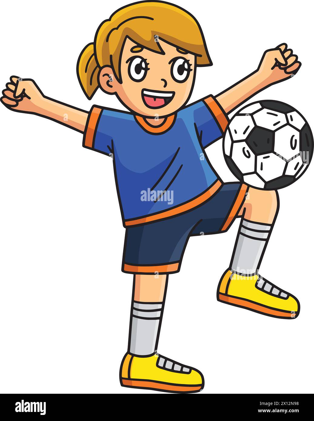 Soccer Girl Balancing Ball on Knee Clipart Stock Vector Image & Art - Alamy