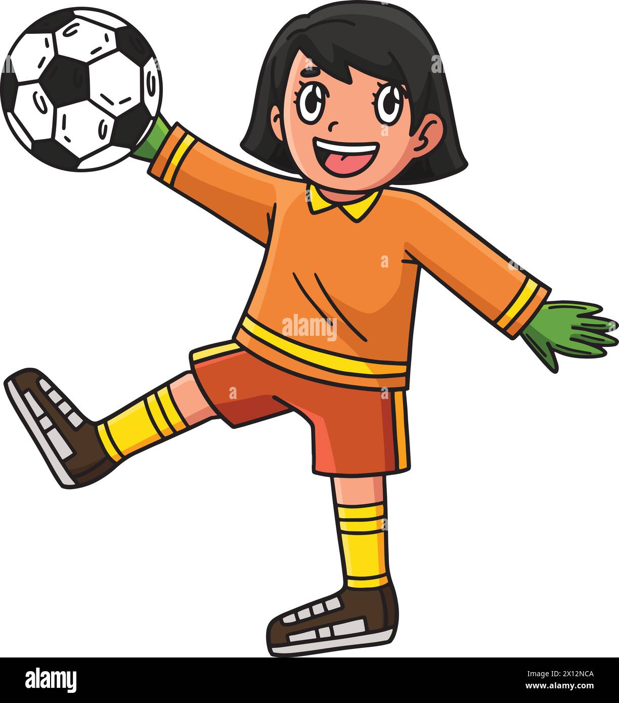 Soccer Girl Goal Keeper Cartoon Colored Clipart Stock Vector Image ...