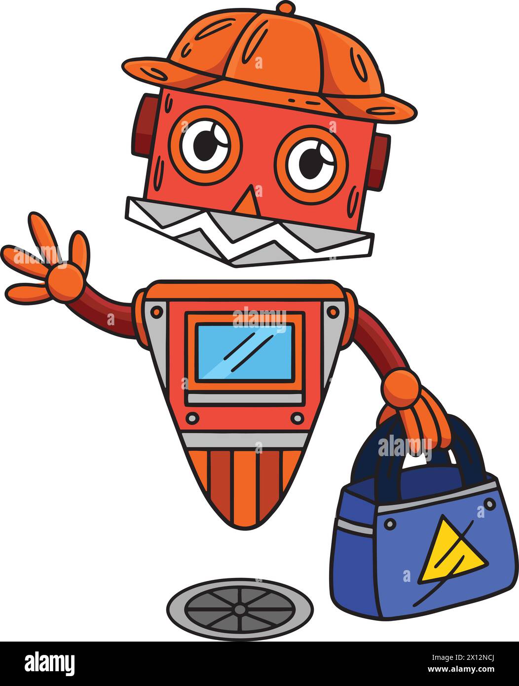Floating Robot with a Bag Cartoon Colored Clipart Stock Vector Image ...