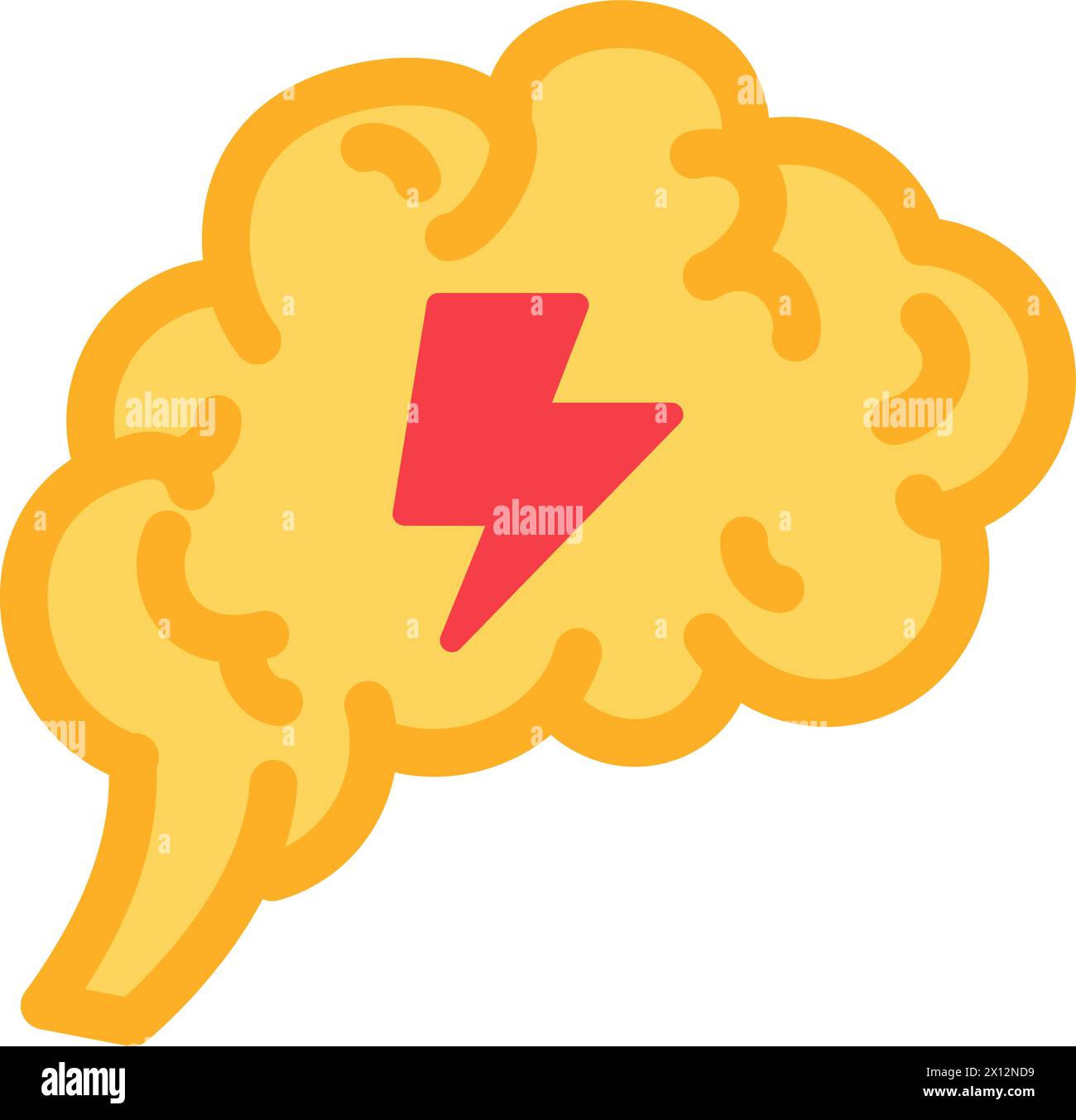 Brain flash lightning icon. Solution flare power, business process ...
