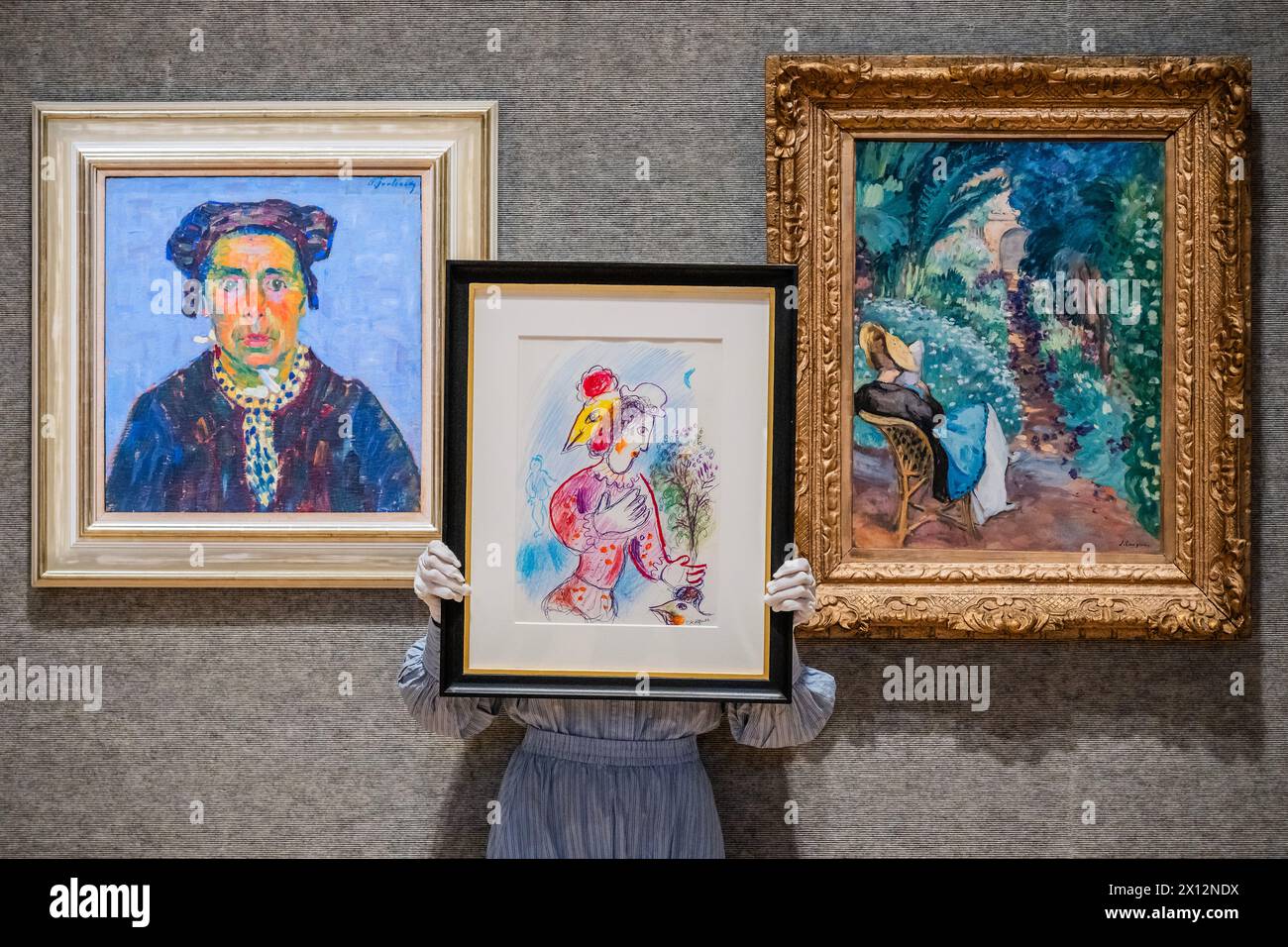 London, UK. 15th Apr, 2024. Marc Chagall, Clown-coq à la branche, est £ ...