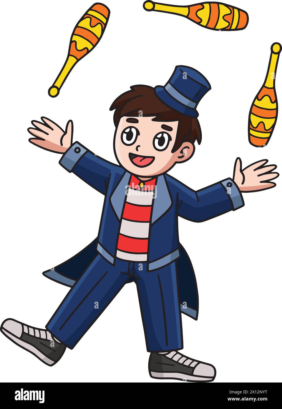 Circus Man Juggling Pins Cartoon Colored Clipart Stock Vector Image ...