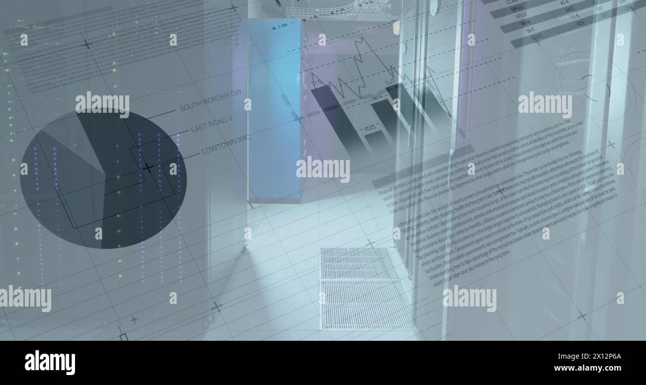 Image of financial data processing over server room Stock Photo - Alamy