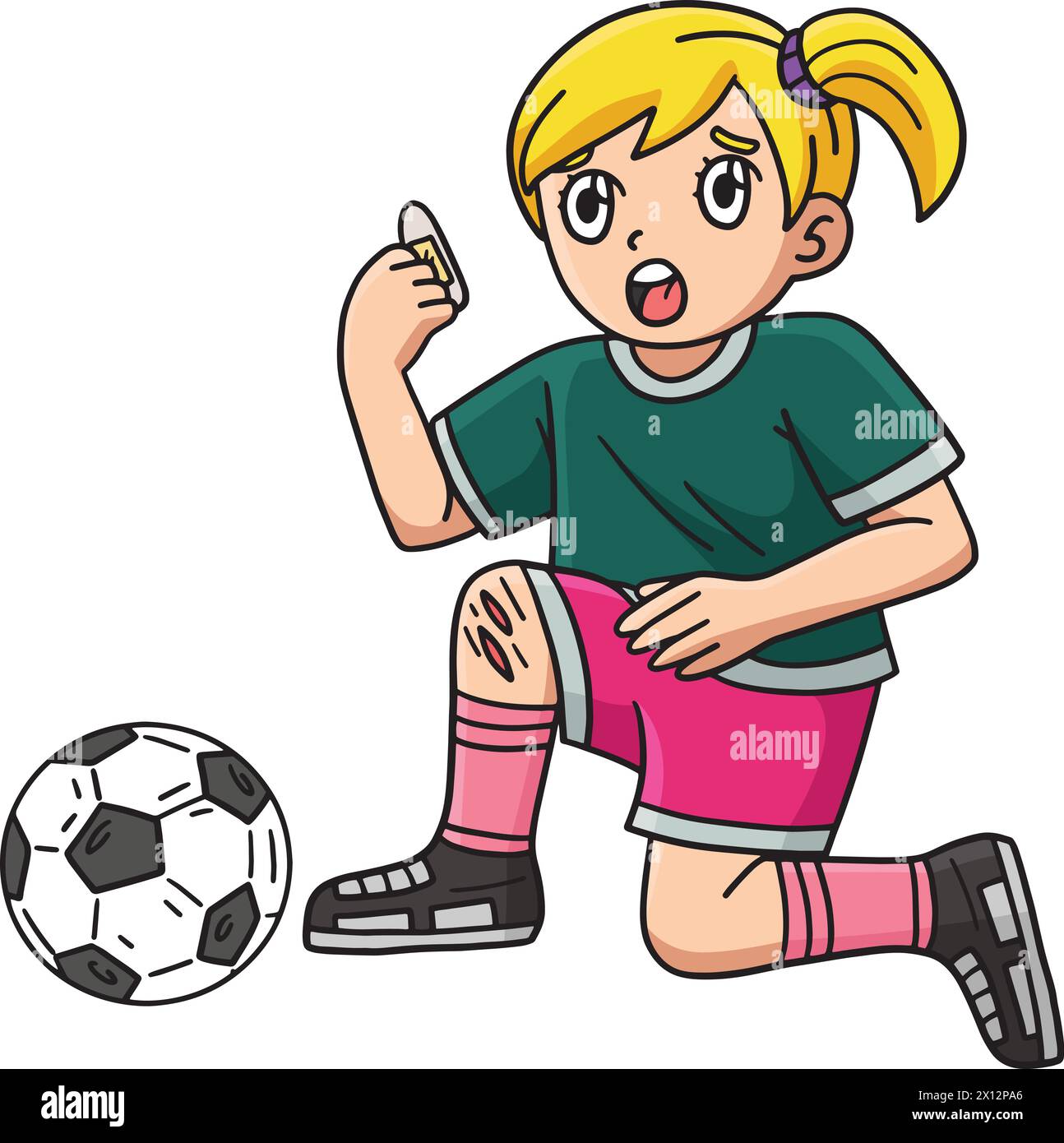 Girl with a Soccer Ball Injured Knee Clipart Stock Vector Image & Art ...