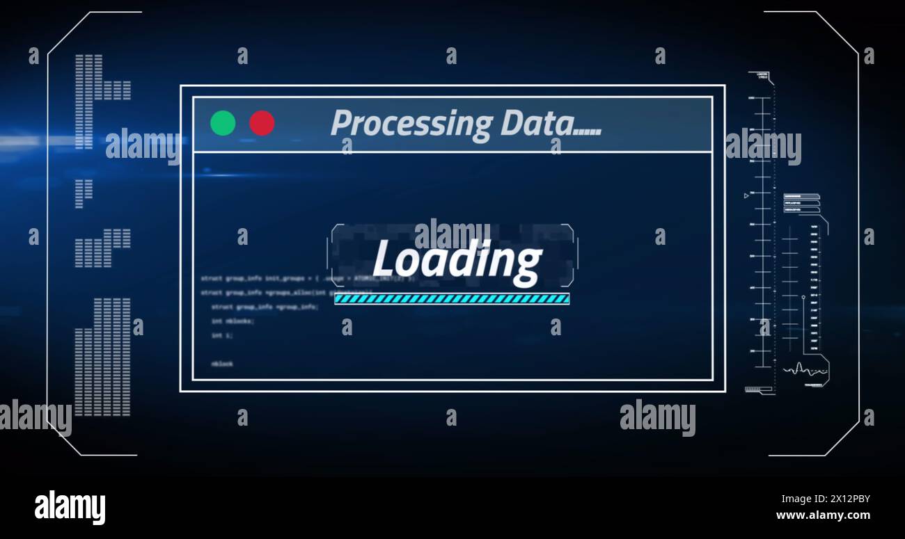 Image of glitch effect over interface with data processing and light ...