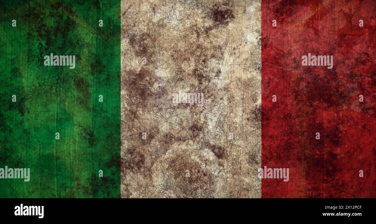Image of grunge textured effect in seamless pattern over italy flag ...