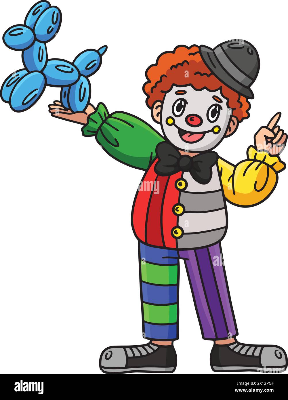 Circus Clown with a Balloon Dog Cartoon Clipart Stock Vector Image ...